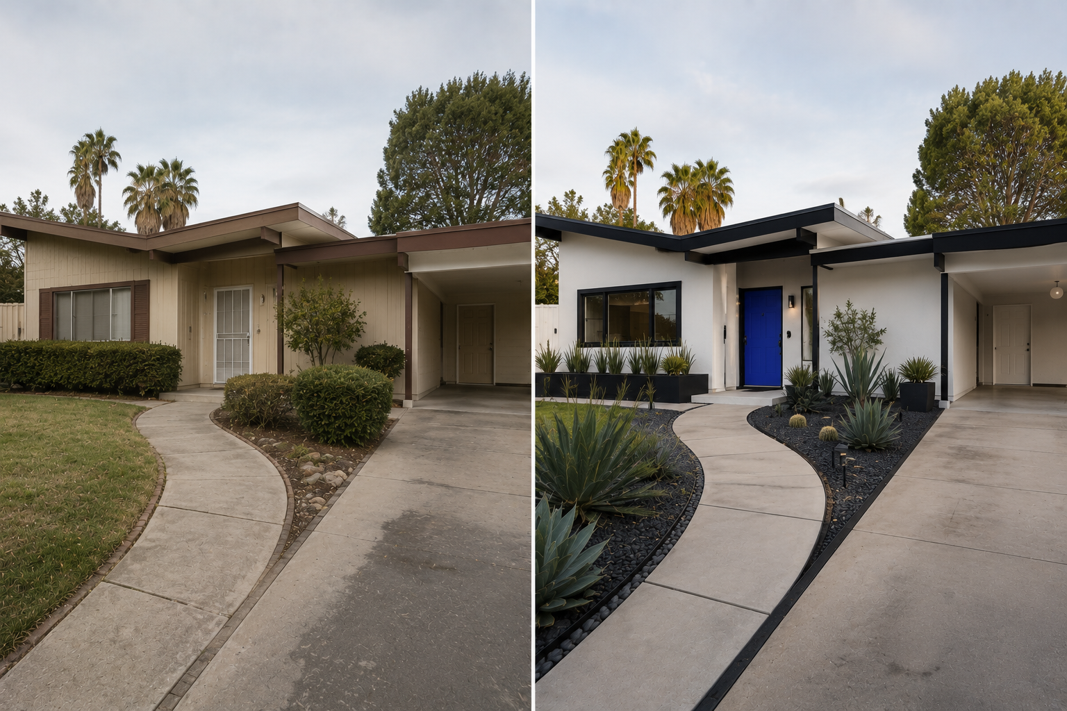 Mid-Century Modern Exterior Before and After Ideas